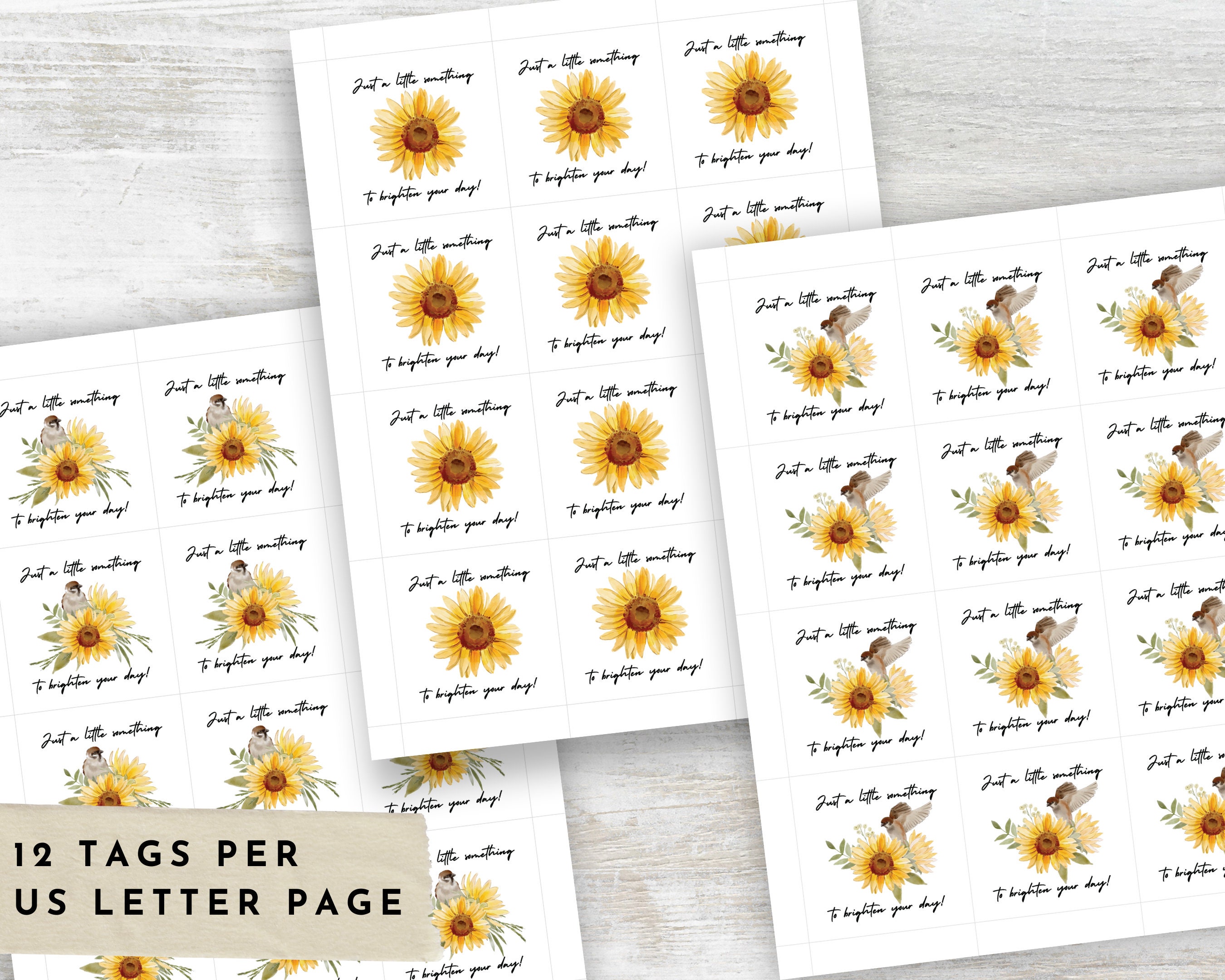 Printable Something to Brighten Your Day Gift Tag, Sunflower Square Tag ...
