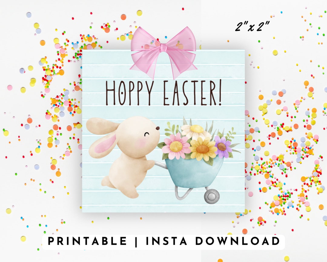 Printable Hoppy Easter Basket Gift Tag, Happy Easter Cookie Tag, Hoppy ...