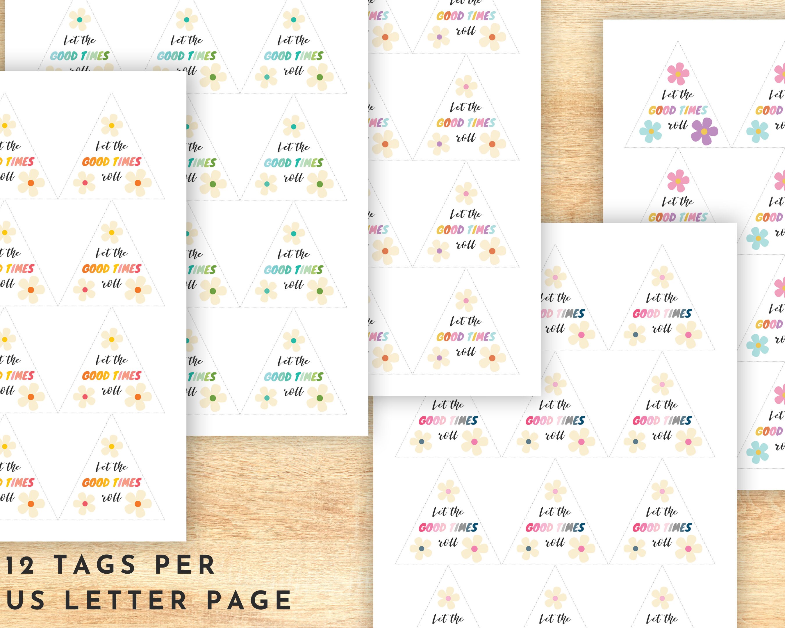 Printable Triangle Shape Let the Good Times Roll Gift Tags, Thank You ...