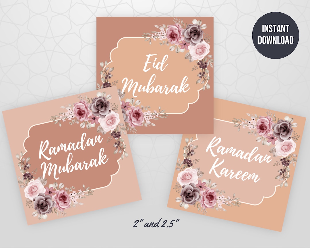 Printable Floral Ramadan Gift Tags, Square 2" & 2.5", Eid Gift Tags ...