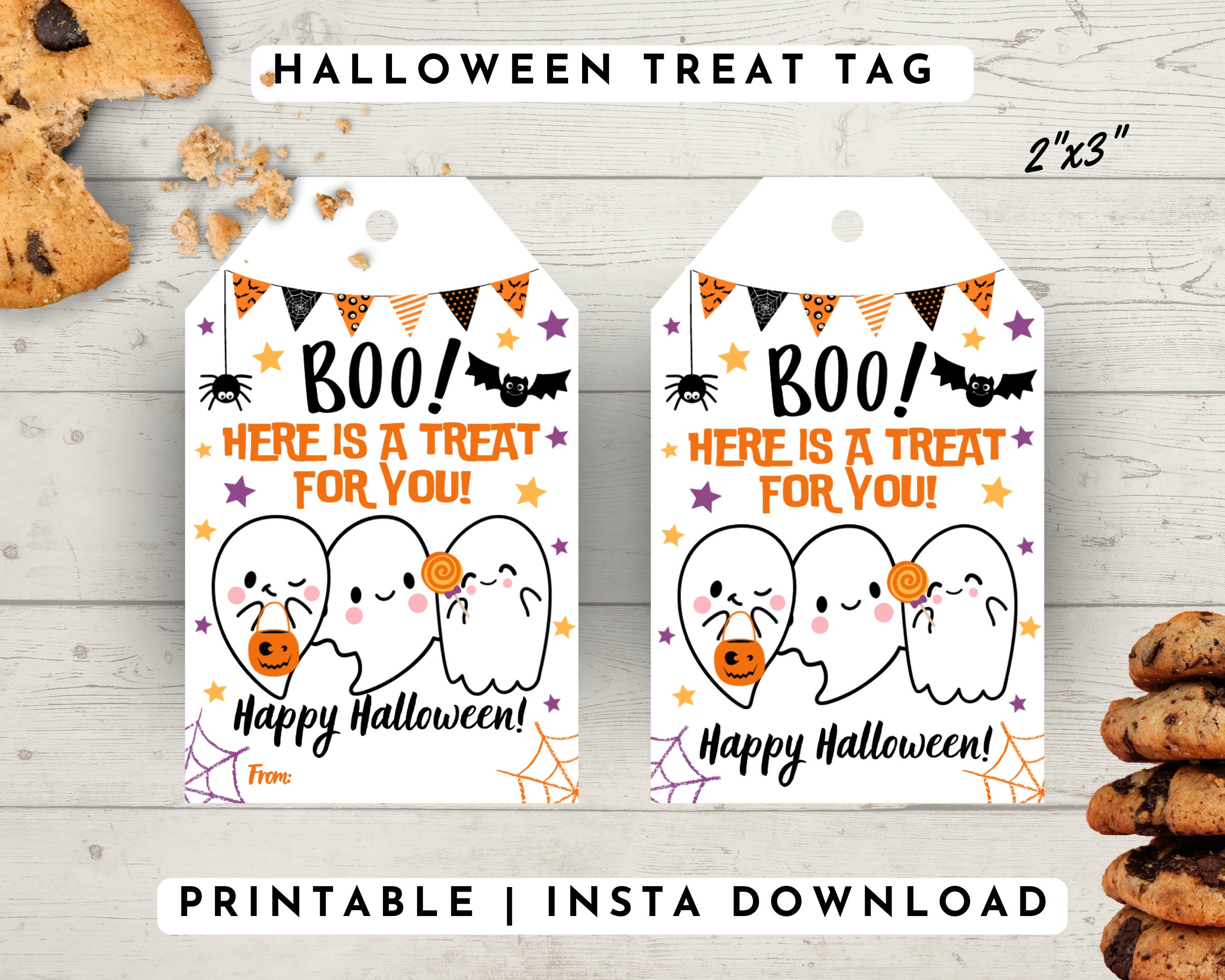 Printable Boo Here is a Treat for You Gift Tag, Happy Halloween Favor ...