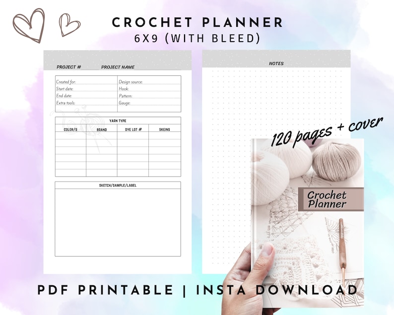 Printable Crochet Planner, Crochet Project Planner Printable, Crochet ...