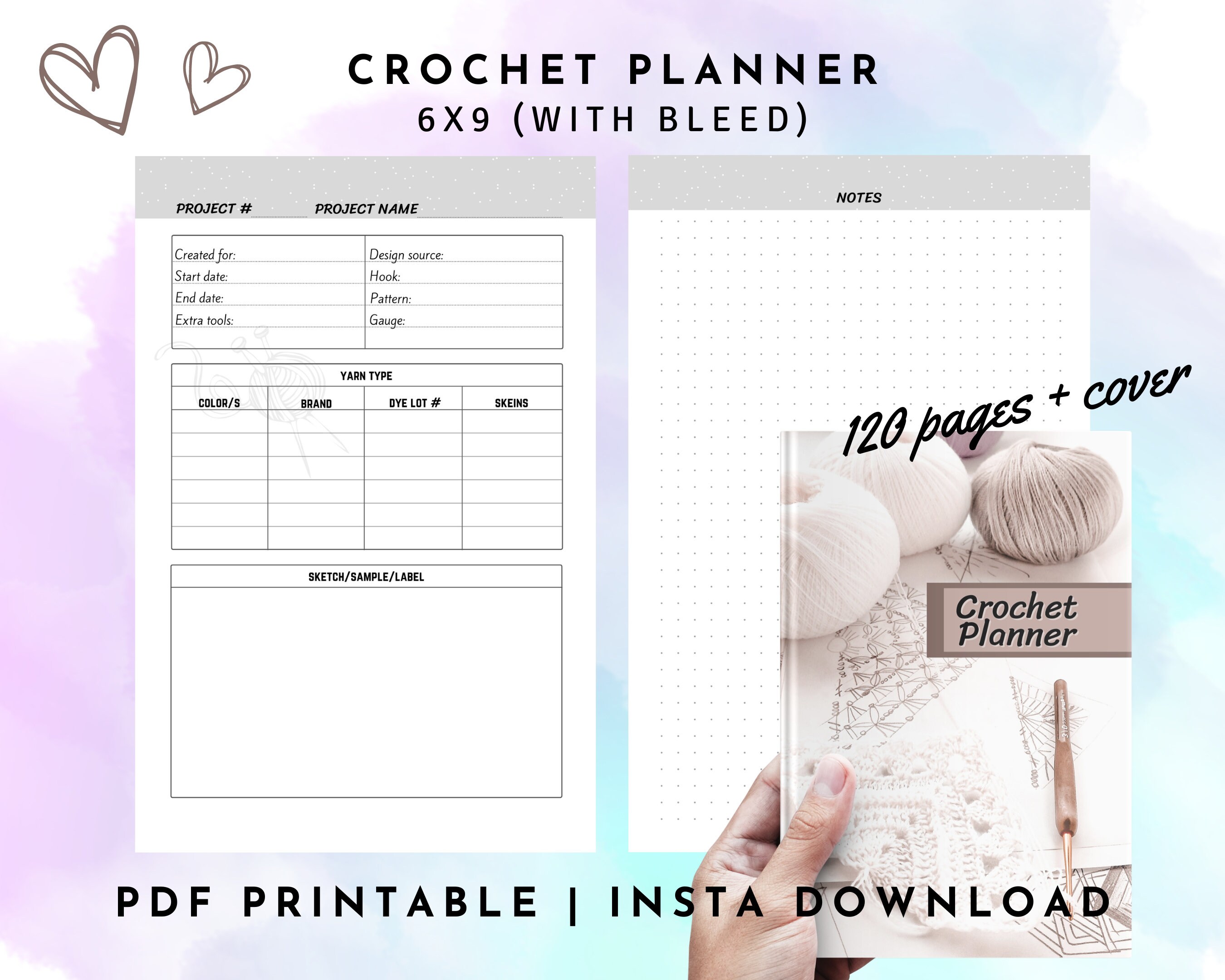 Printable Crochet Planner, Crochet Project Planner Printable, Crochet ...
