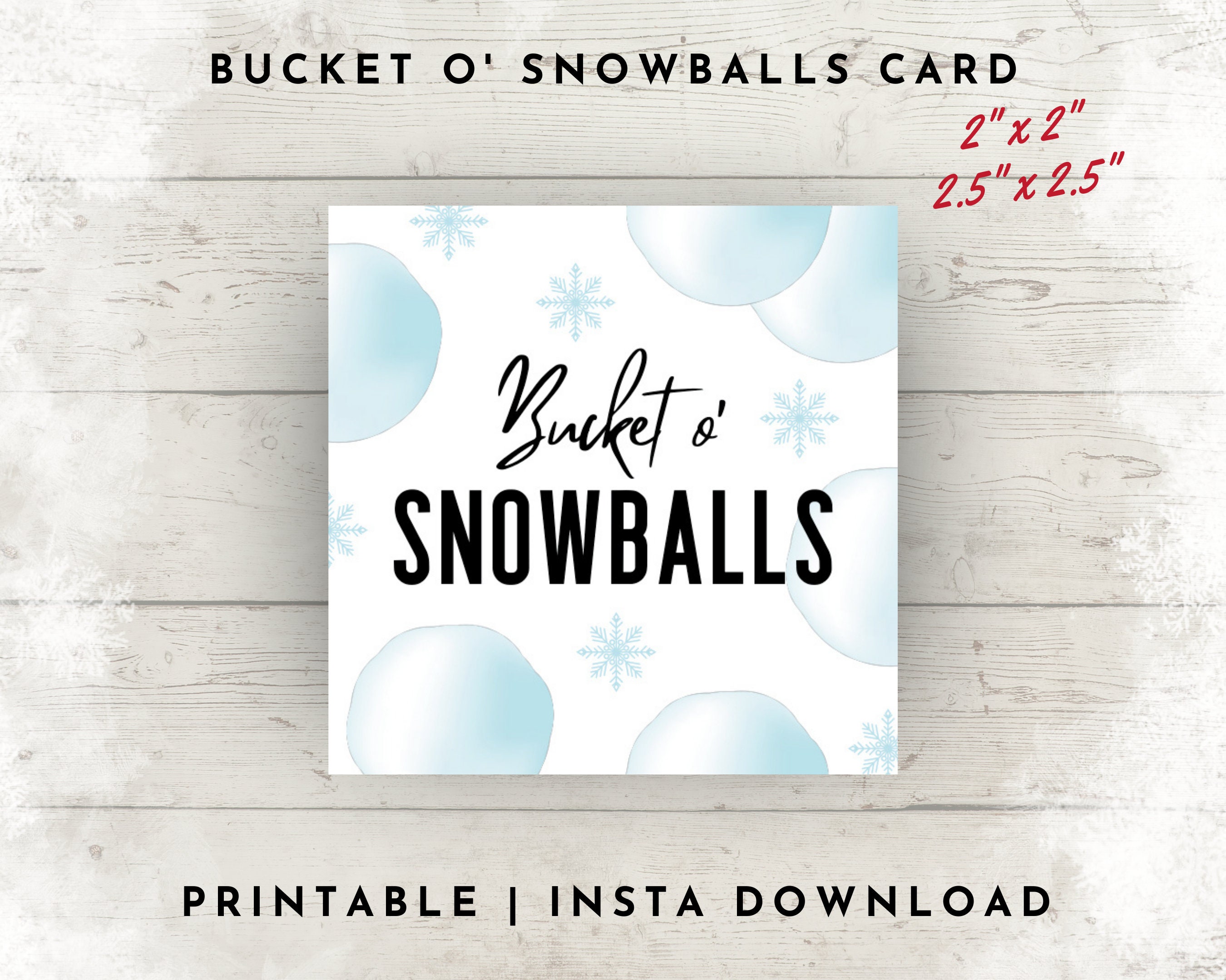 Printable Tag Bucket Of' Snowballs, Winter Tag, Cute Bucket of ...