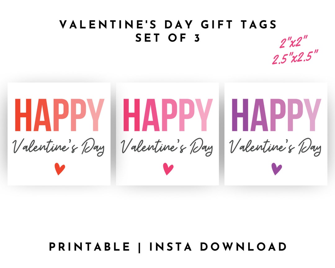 Printable Valentine's Day Favor Tags, Set of 3, Bundle, Valentine's Day ...