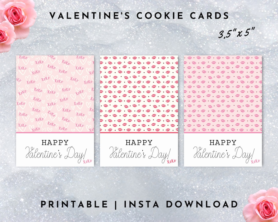 Valentines Day Mini Cookie Card, Printable Mini Cookie Card, Cookie ...