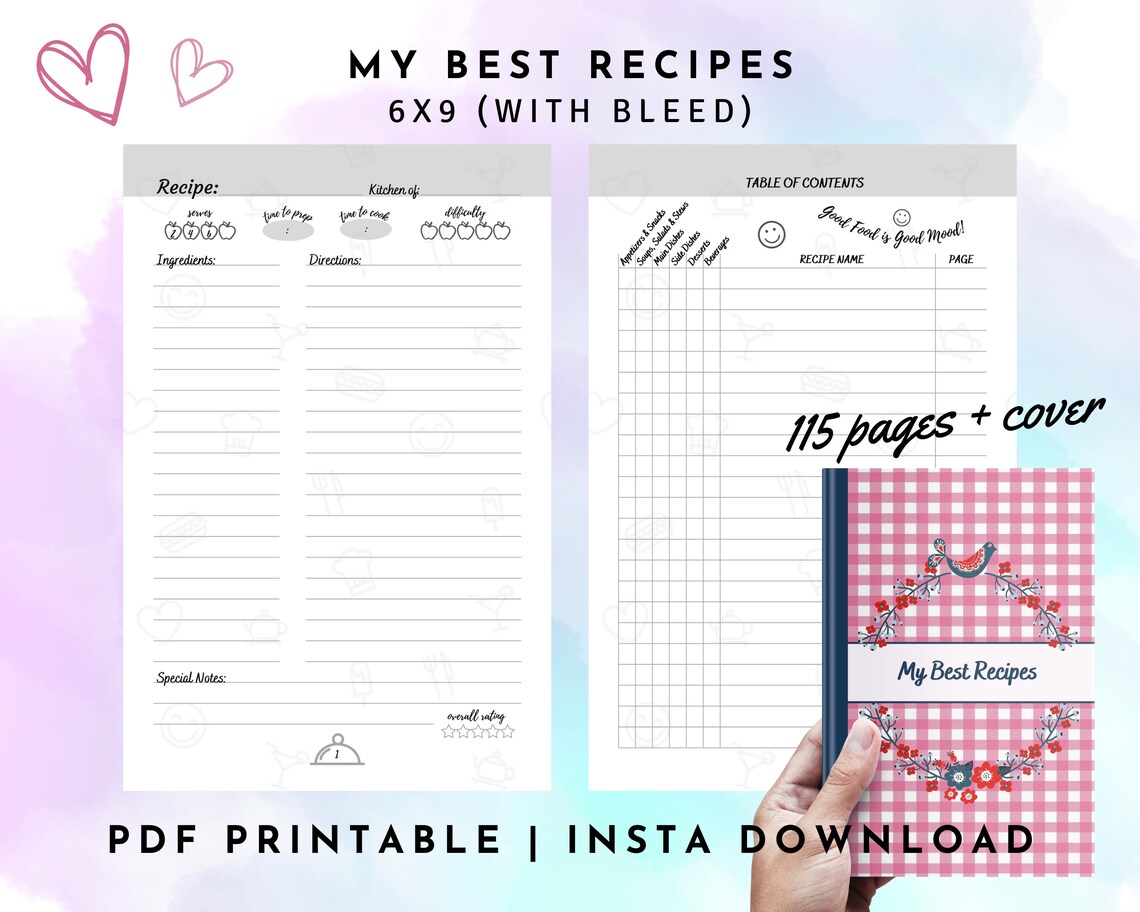 Printable Recipe Book, Recipe Template, Recipe Book Pdf, Printable ...