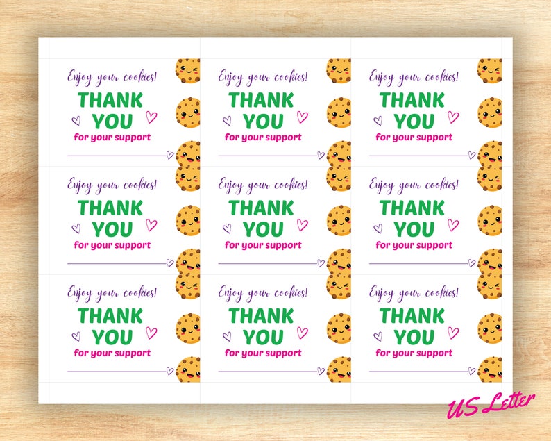 Printable Girl Scout Cookie Thank You Card, Thanks for Your Support ...