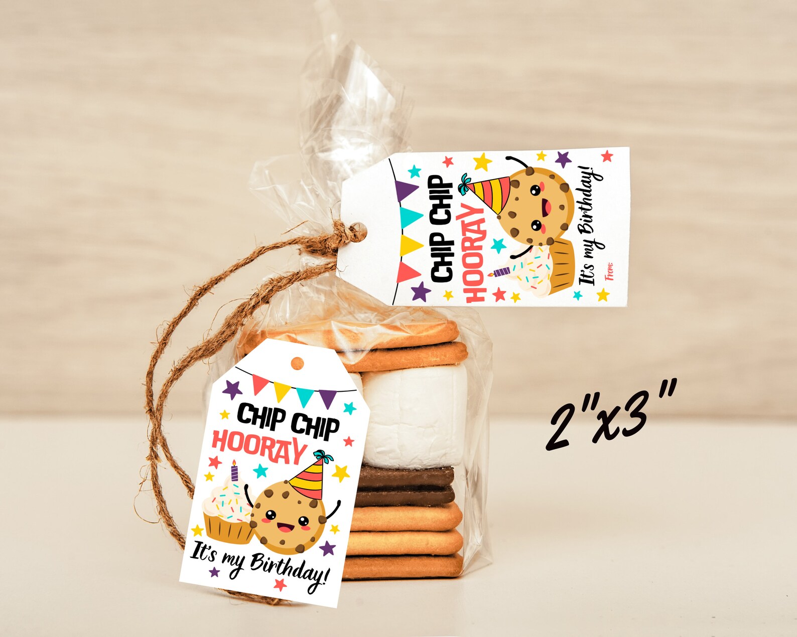 Printable Chip Chip Hooray Birthday Treat Tag, Cookie Birthday Tag ...