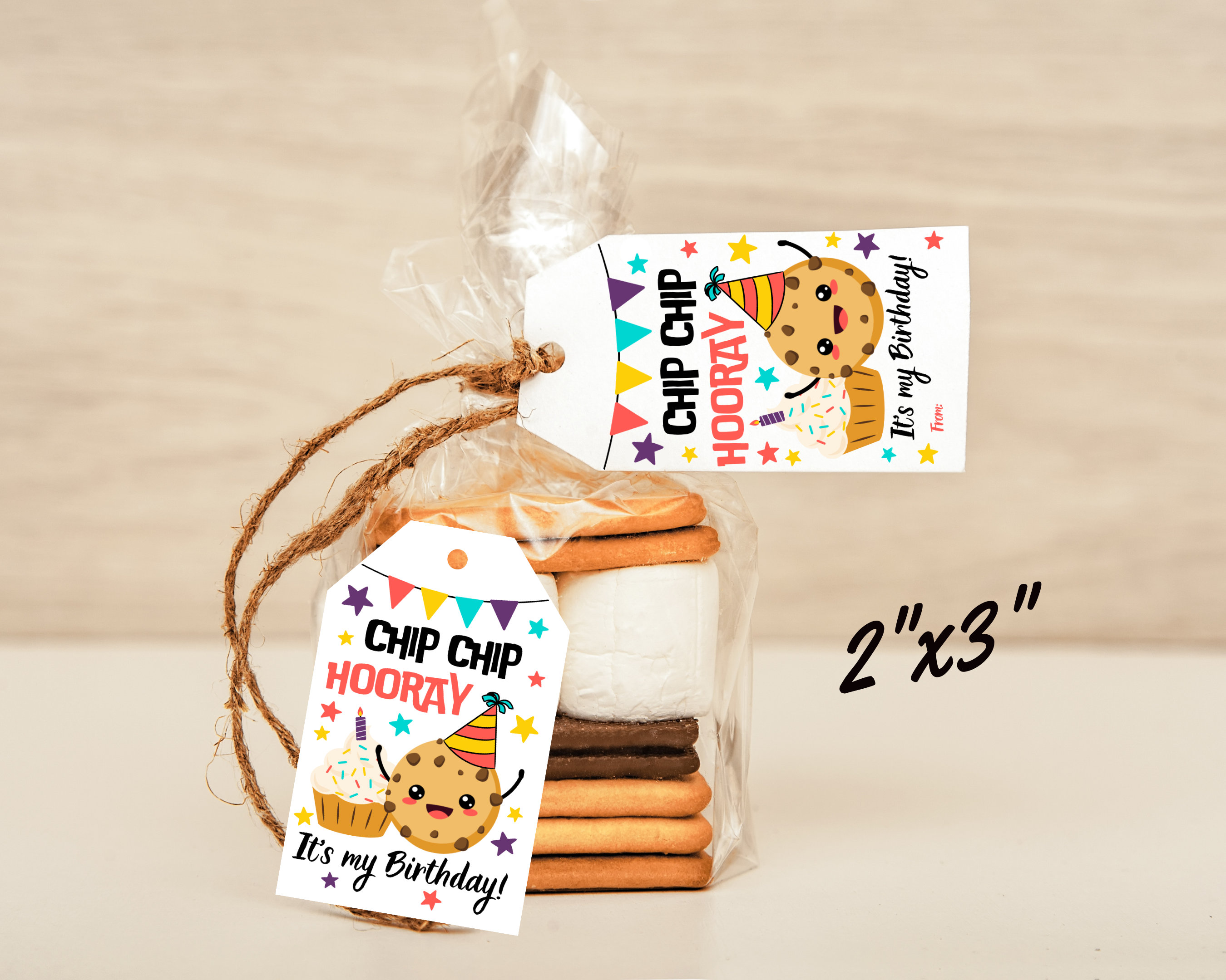 Printable Chip Chip Hooray Birthday Treat Tag, Cookie Birthday Tag ...