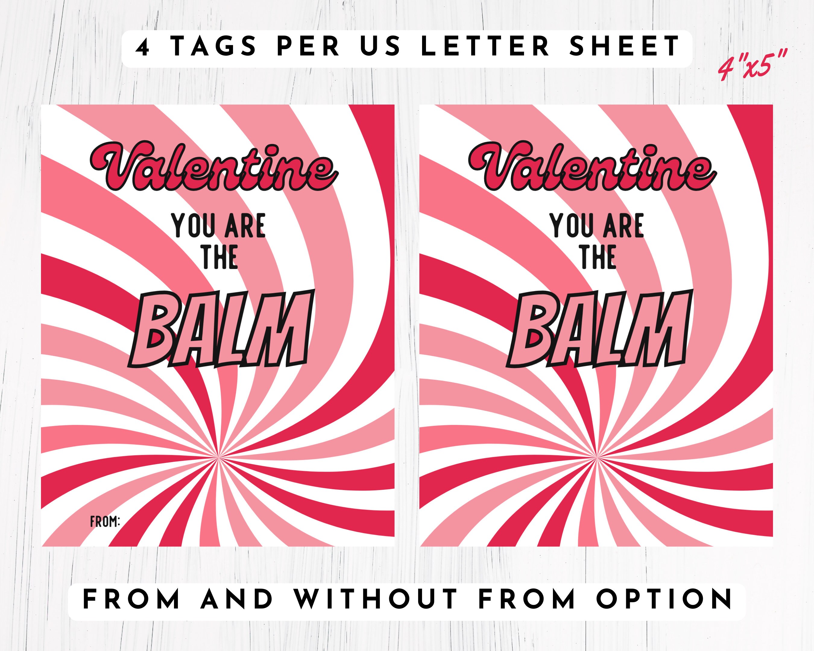Printable Valentine's Day Lip Balm Gift Tag, Valentine You Are the Balm ...