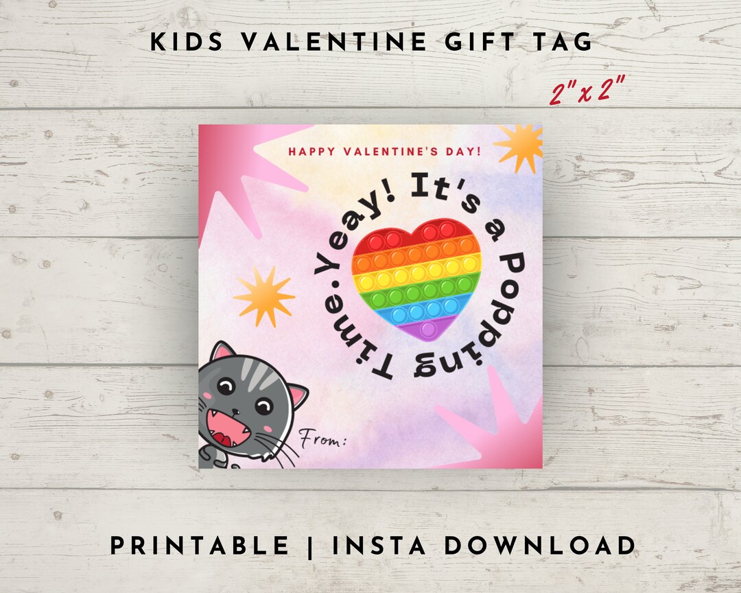 Pop It Valentines Card, Valentine's Day Pop It Tags, Classroom ...