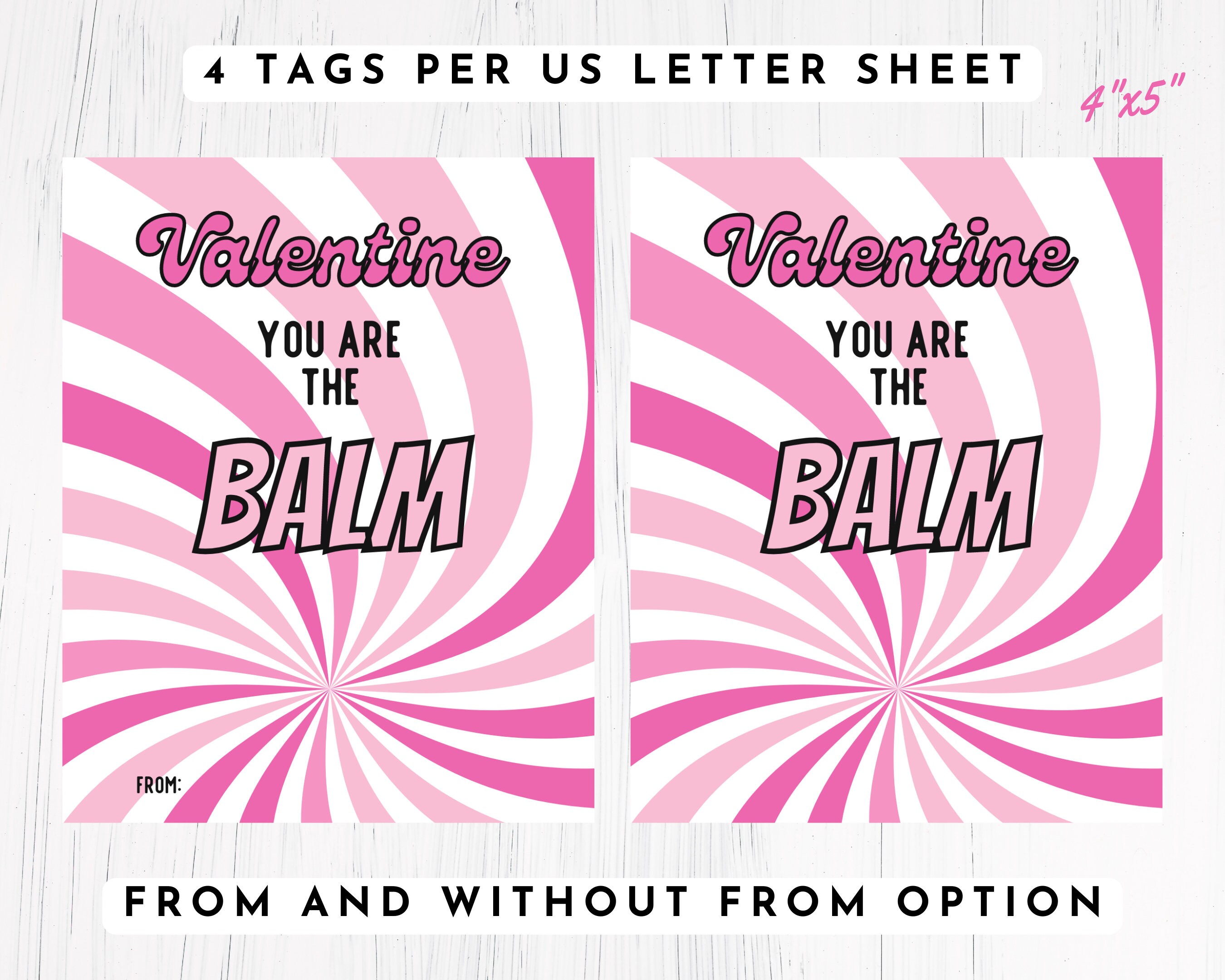 Printable Valentine's Day Lip Balm Gift Tag, Valentine You Are the Balm ...