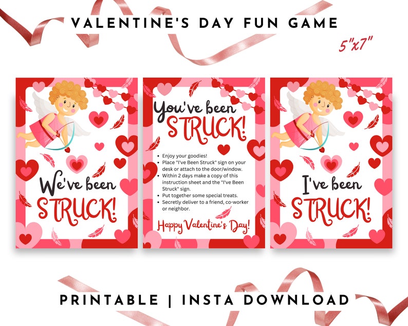 I've Been Struck Coworker Game, You've Been Struck, Valentine Printable ...