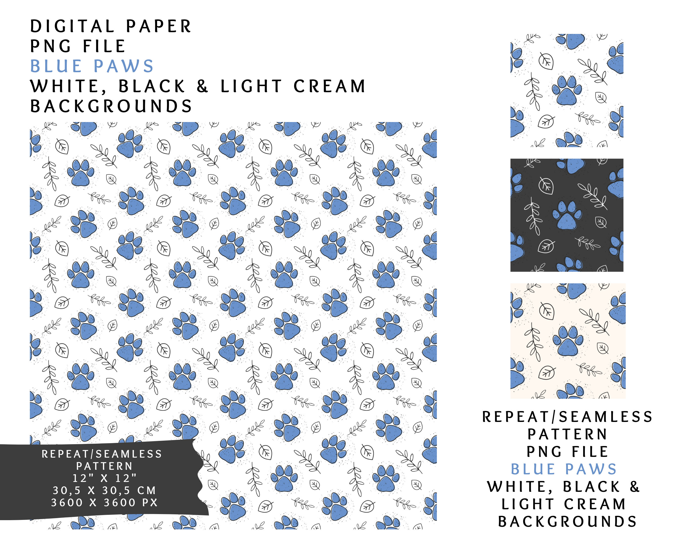 Seamless Colorful Paw Pattern Paws Digital Paper Paw - Etsy