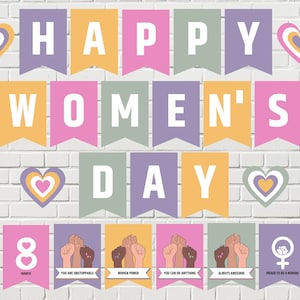 Printable Happy Women's Day Banner, International Women's Day Banner ...