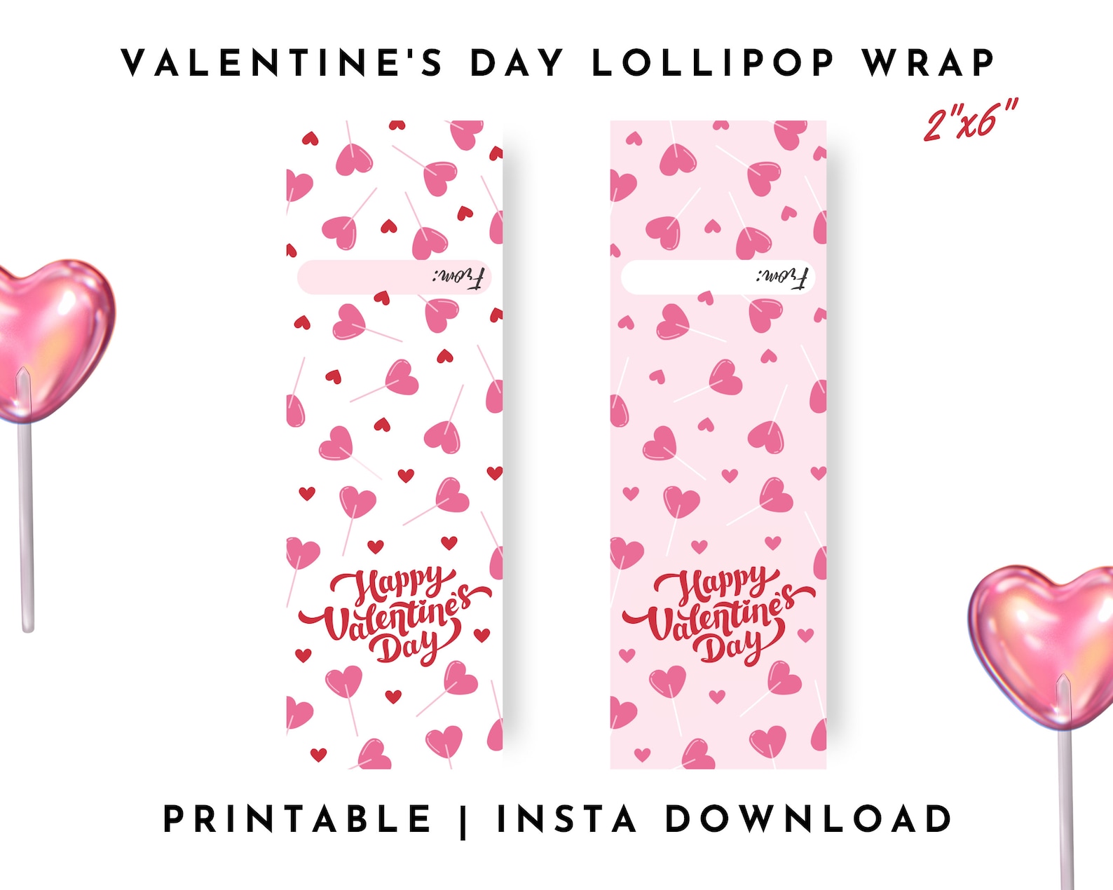 Printable Valentine's Day Lollipop Wrap, Kids Printable Valentine ...