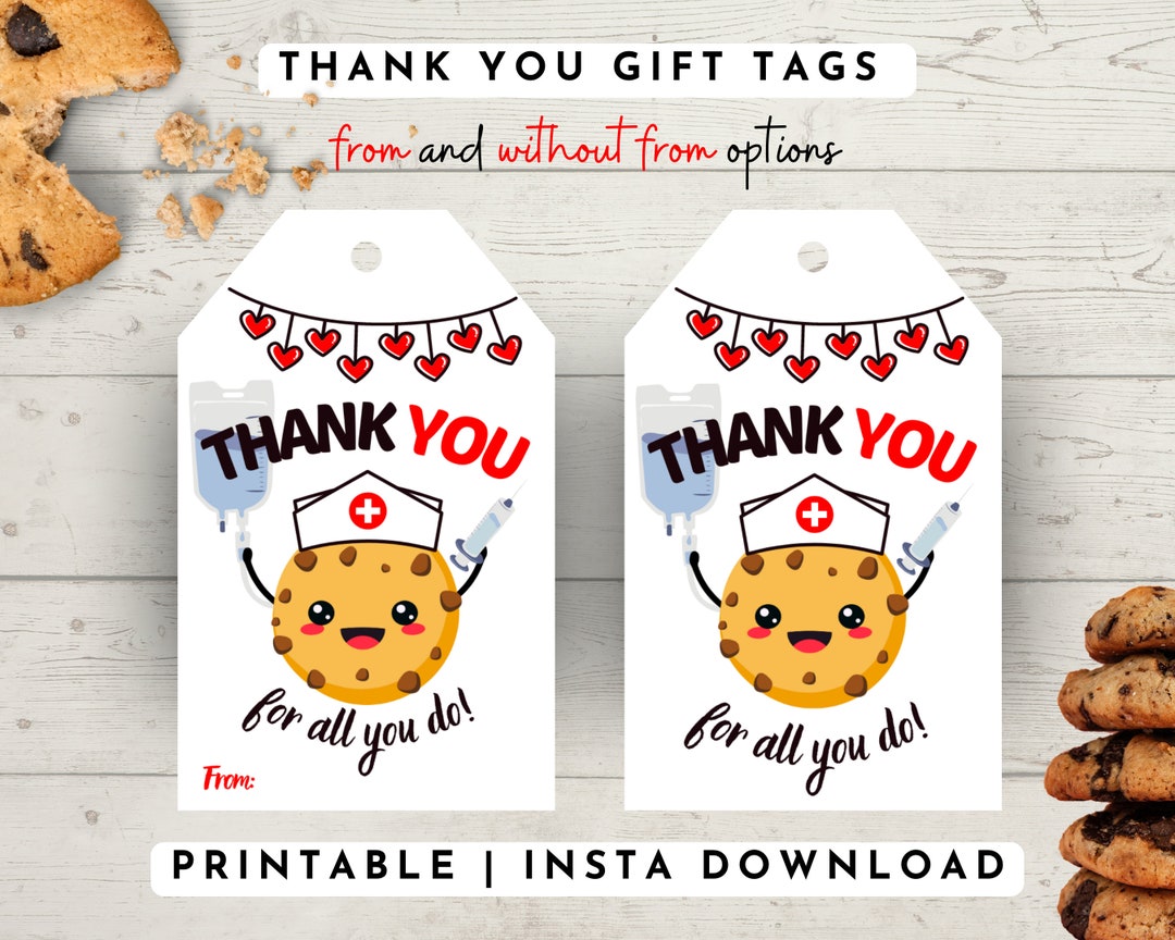 Printable Nurse Thank You for All You Do Gift Tag, Medical Staff Favor ...