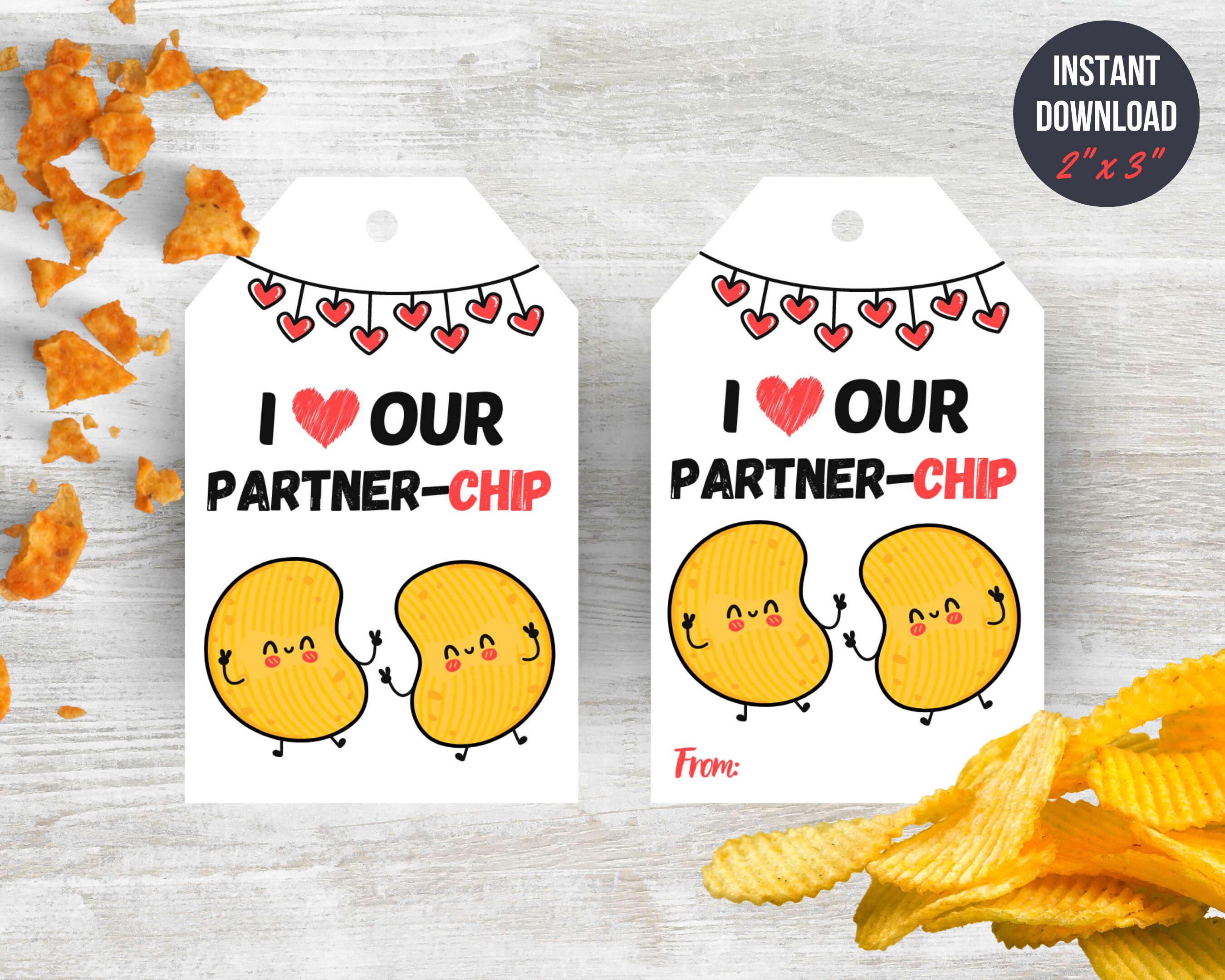 Printable I Love Our Partner-chip Gift Tag, Cute Potato Chips Tag ...