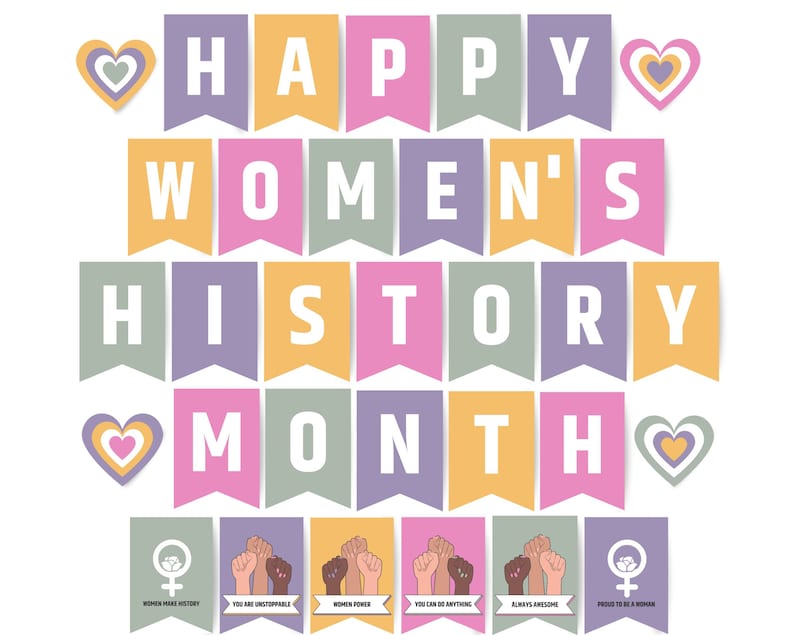 Printable Happy Women's History Month Banner, Women's History Month ...