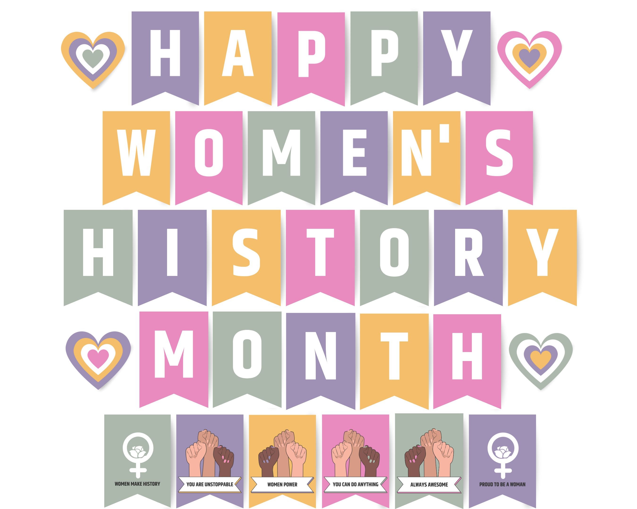 Printable Happy Women's History Month Banner, Women's History Month ...