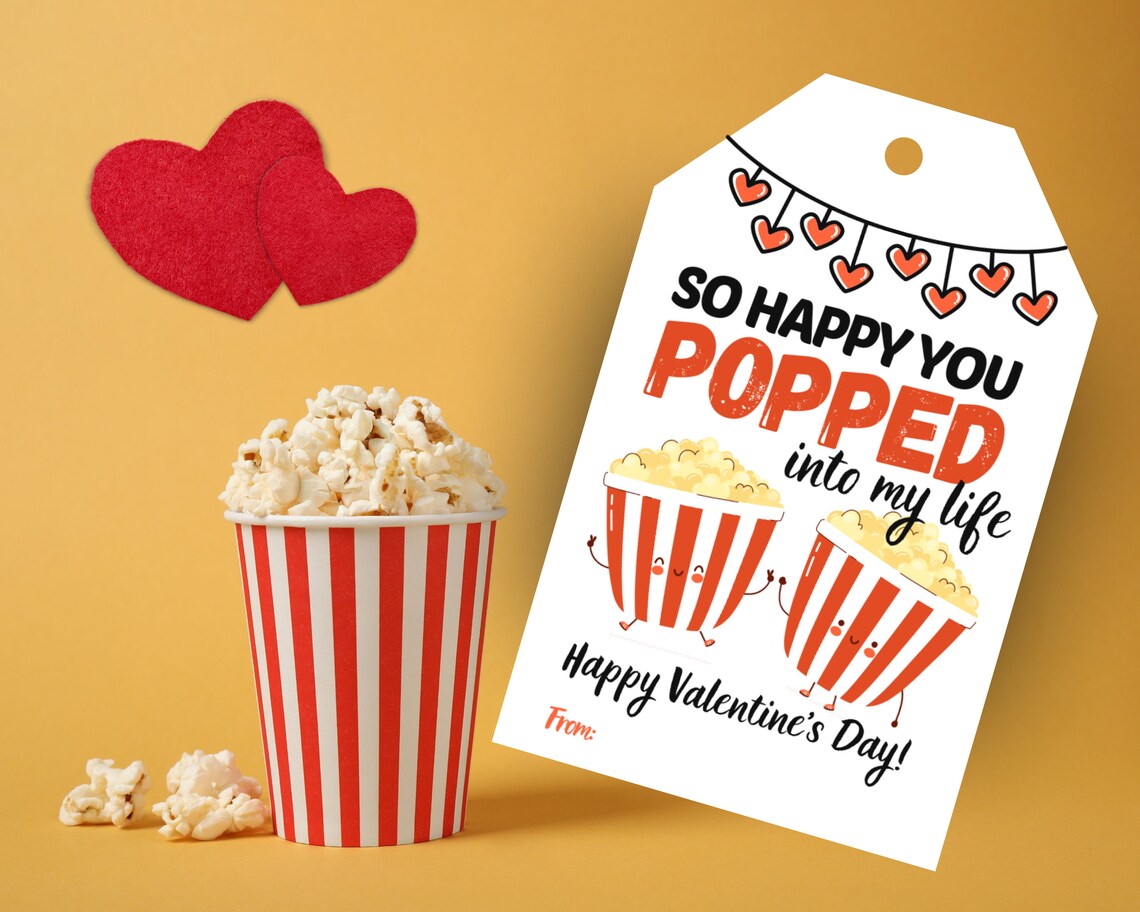 Printable so Happy You Popped Into My Life Tag, Printable Valentine ...