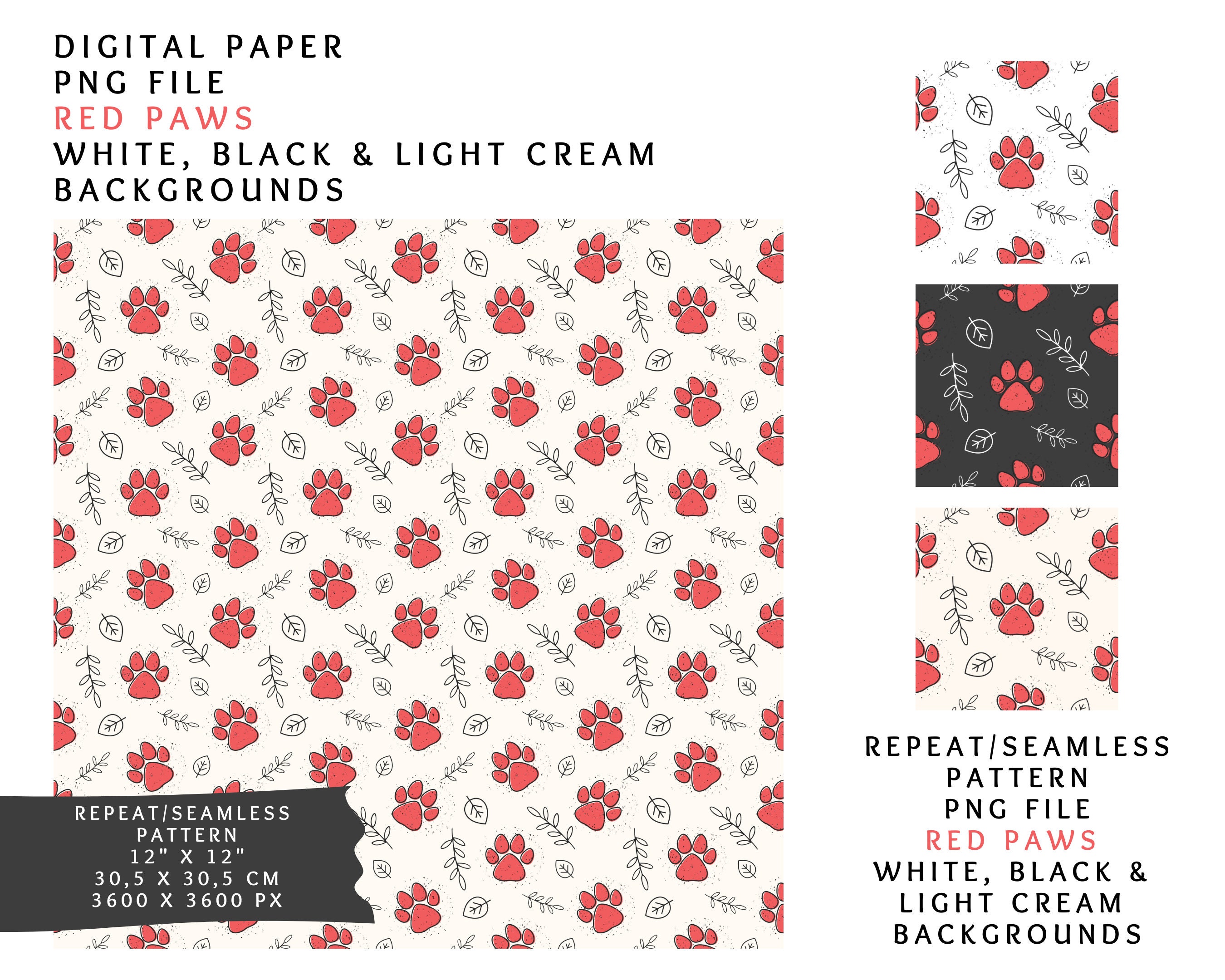 Seamless Colorful Paw Pattern, Paws Digital Paper, Paw Patterns, Animal ...