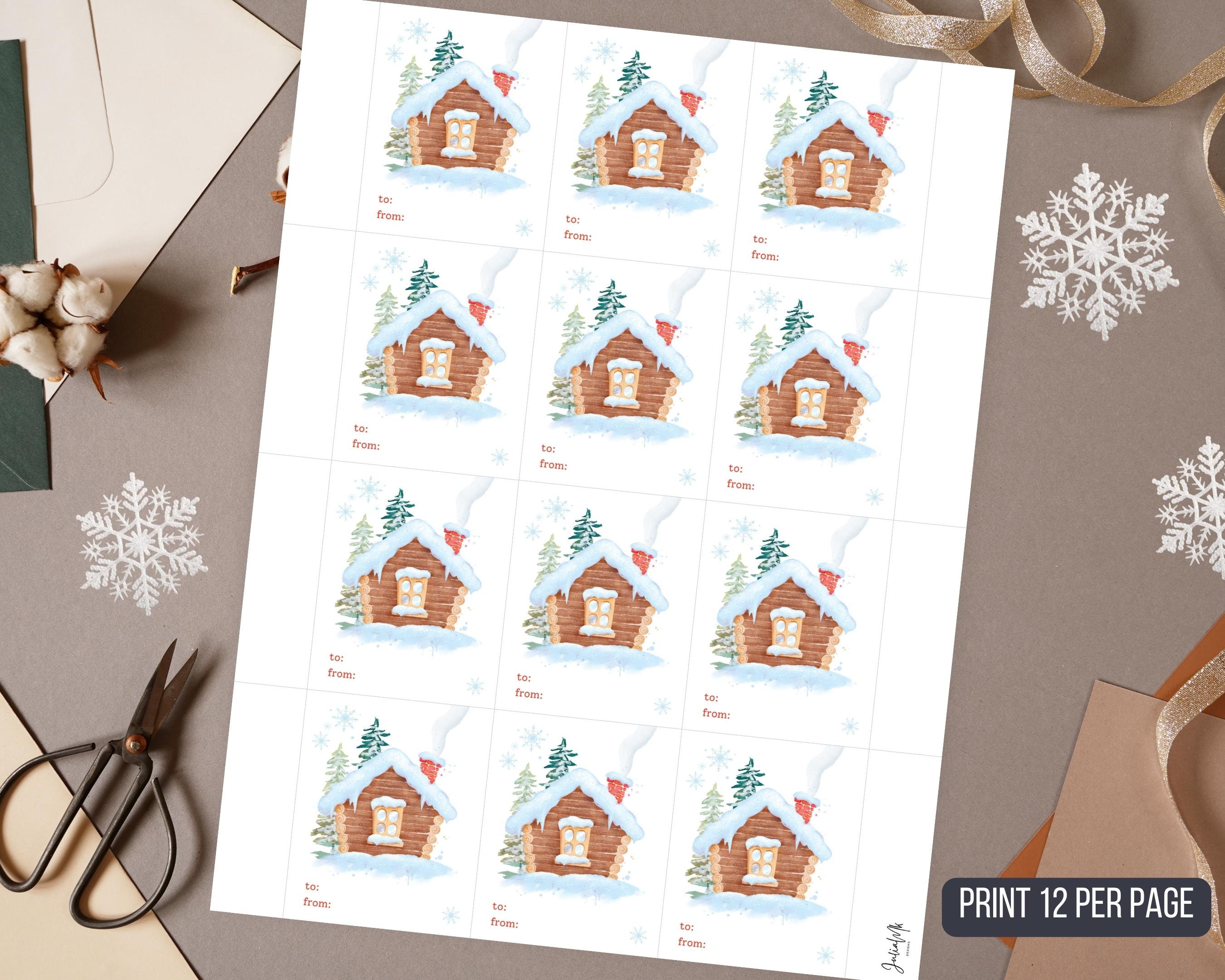 Printable Winter Holidays Gift Tag, Cute House With Chimney Treat Tag ...