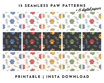 Paw Digital Paper, Scrapbook Paw, Seamless Pattern - Etsy