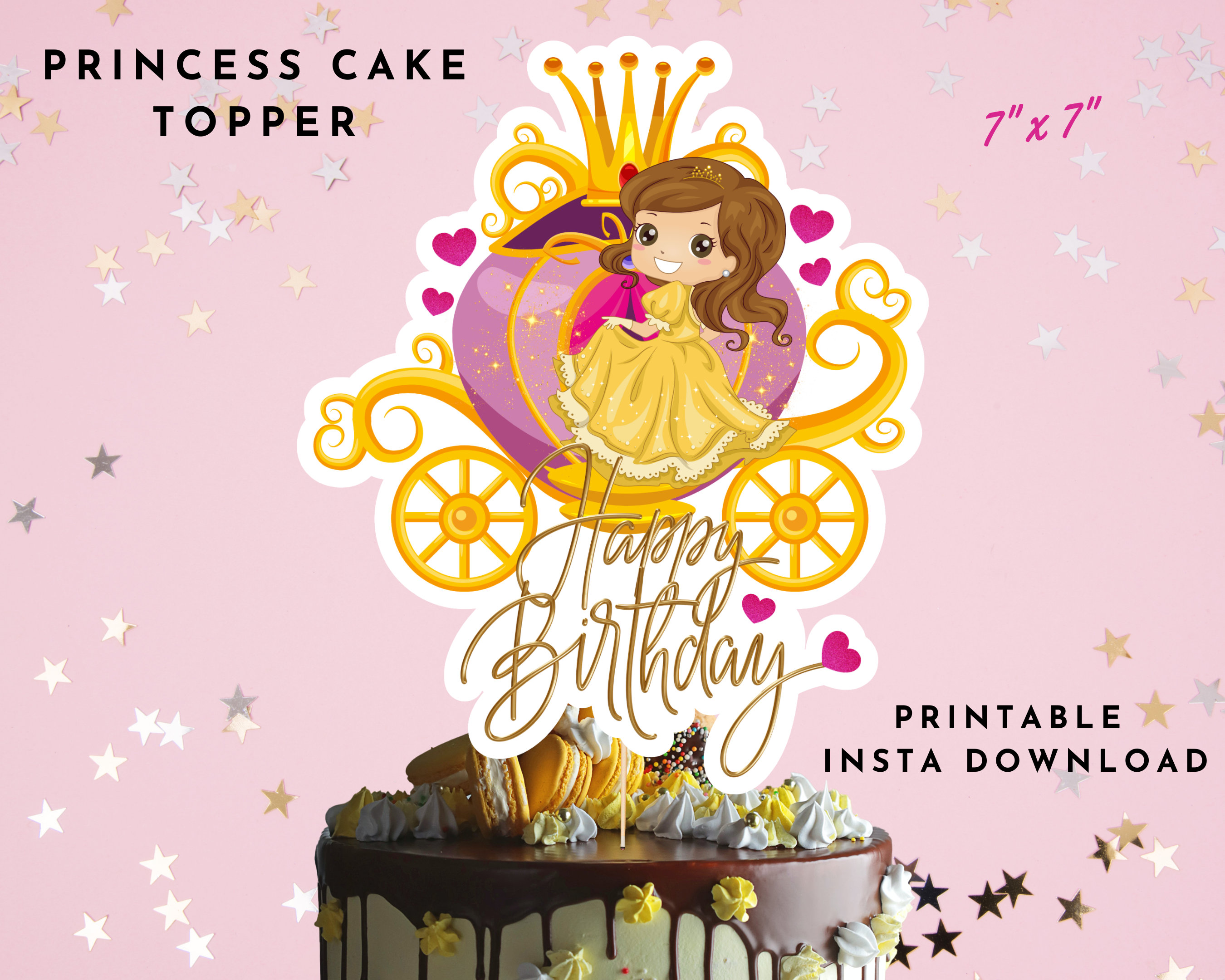 Printable Princess Cake Topper, Cake Topper for Birthday, Cake Topper ...