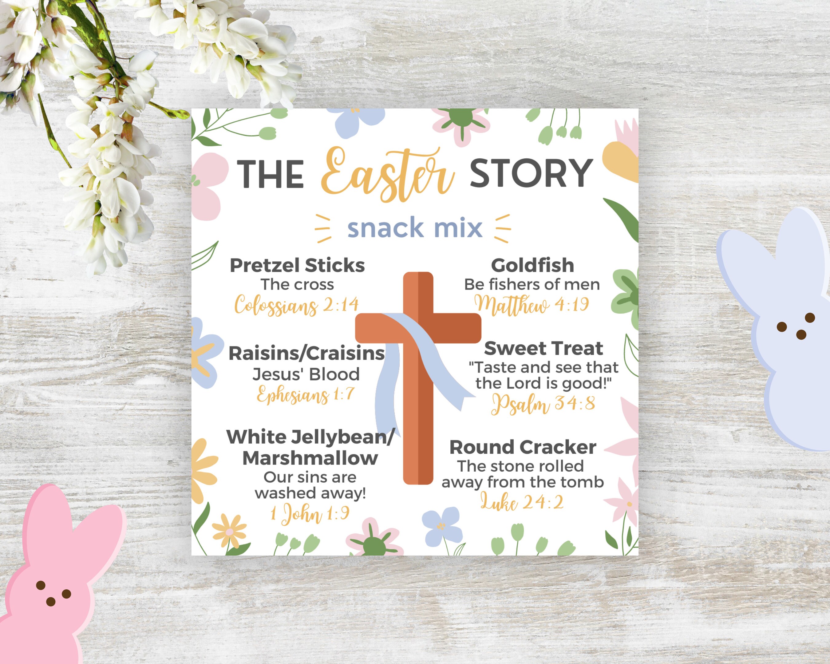 Printable the Easter Story Snack Mix 3.5" Square Treat Tag, Scriptures ...