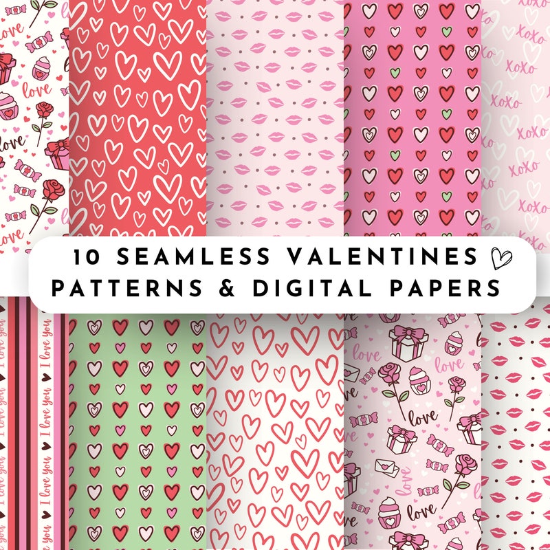 Valentine Digital Paper - Etsy