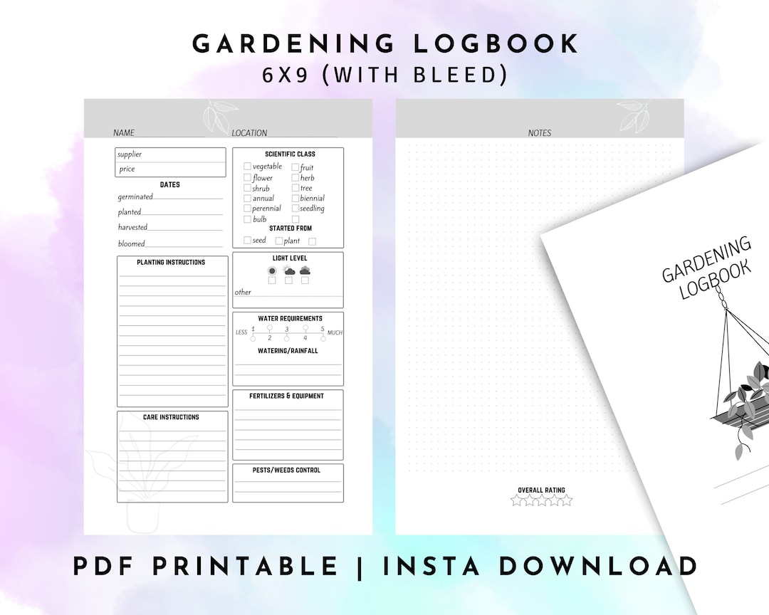 Gardening Log Book, Printable Gardening Logbook, Gardening Journal ...