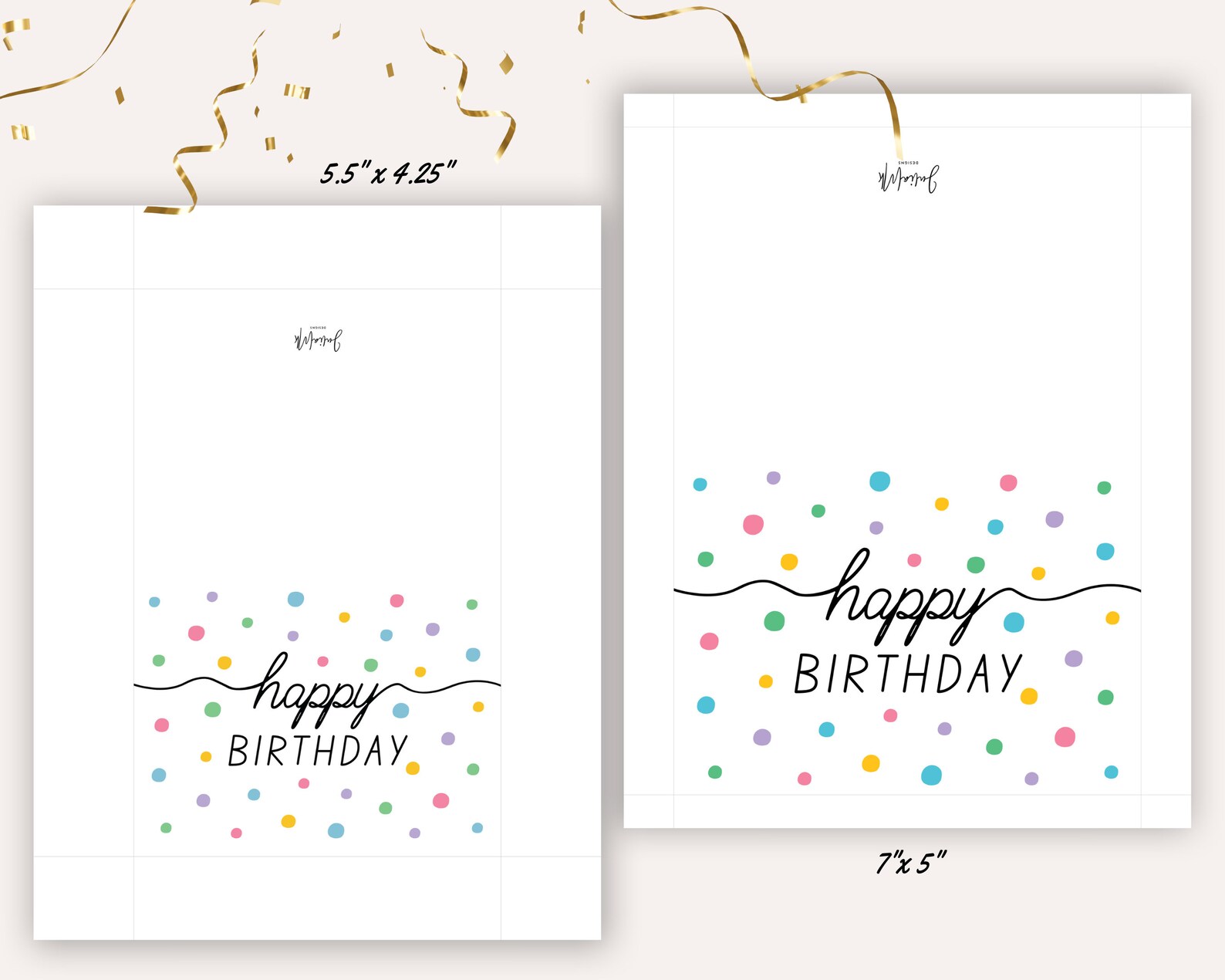 Printable Simple and Cute Happy Birthday Greeting Card, Pastel Colorful ...