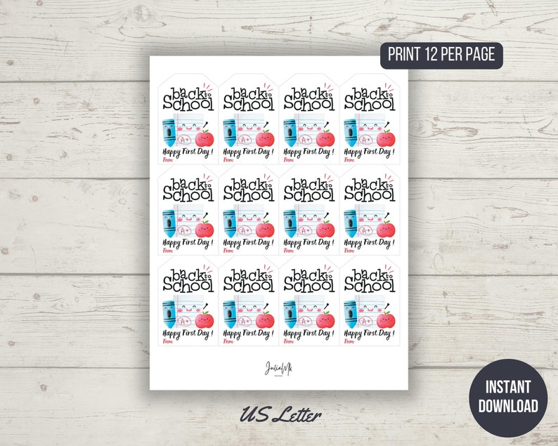 Printable Back to School Happy First Day Gift Tag First Day - Etsy