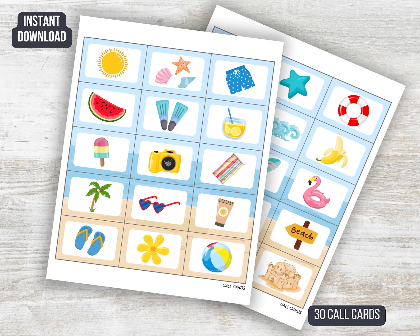Printable Summer Bingo, 30 Unique Summer Bingo Cards, Summer Game ...