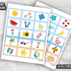 Printable Summer Bingo, 30 Unique Summer Bingo Cards, Summer Game ...