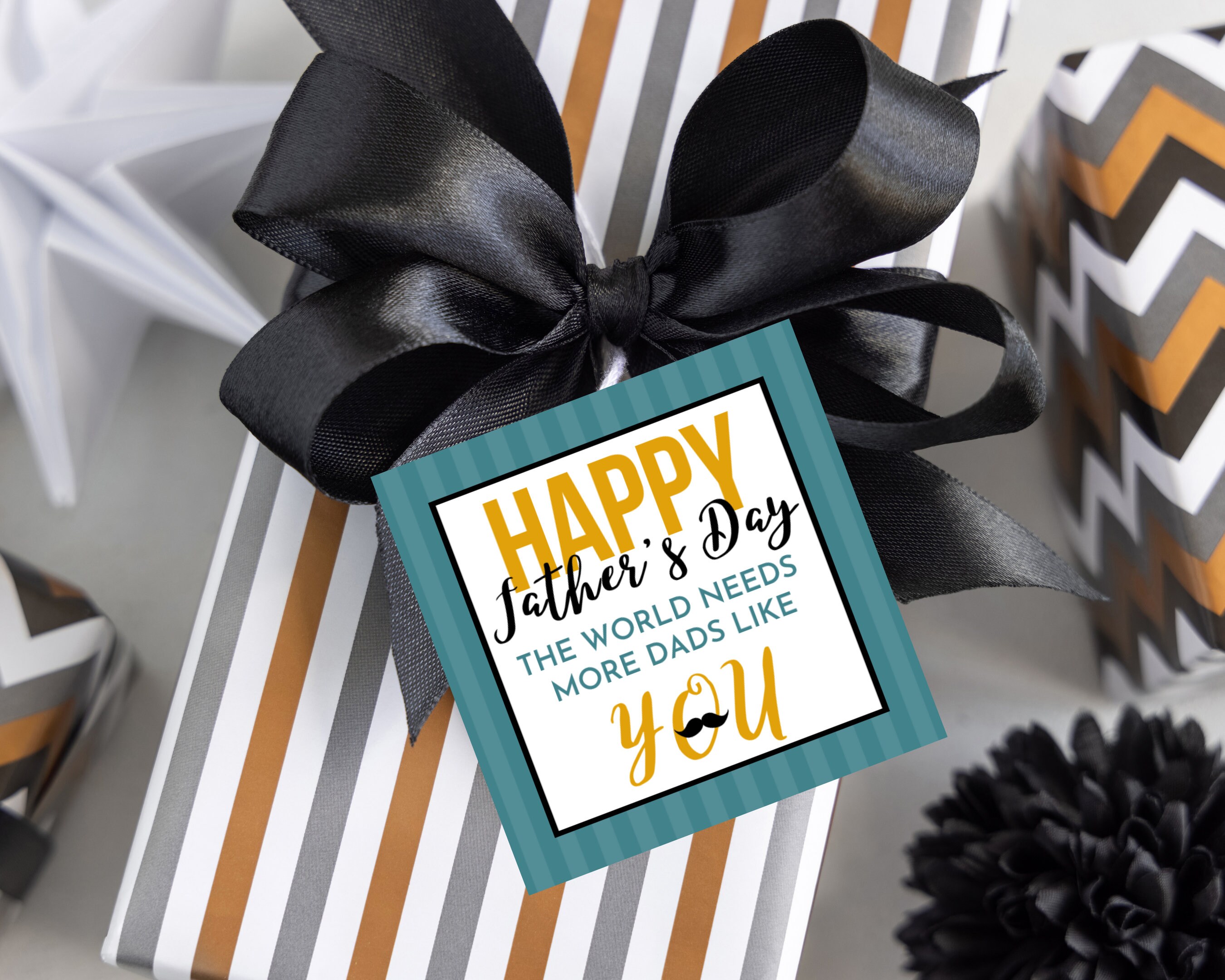 Printable Happy Father's Day Gift Tag, 2 and 2.5 Square Cookie Tag ...