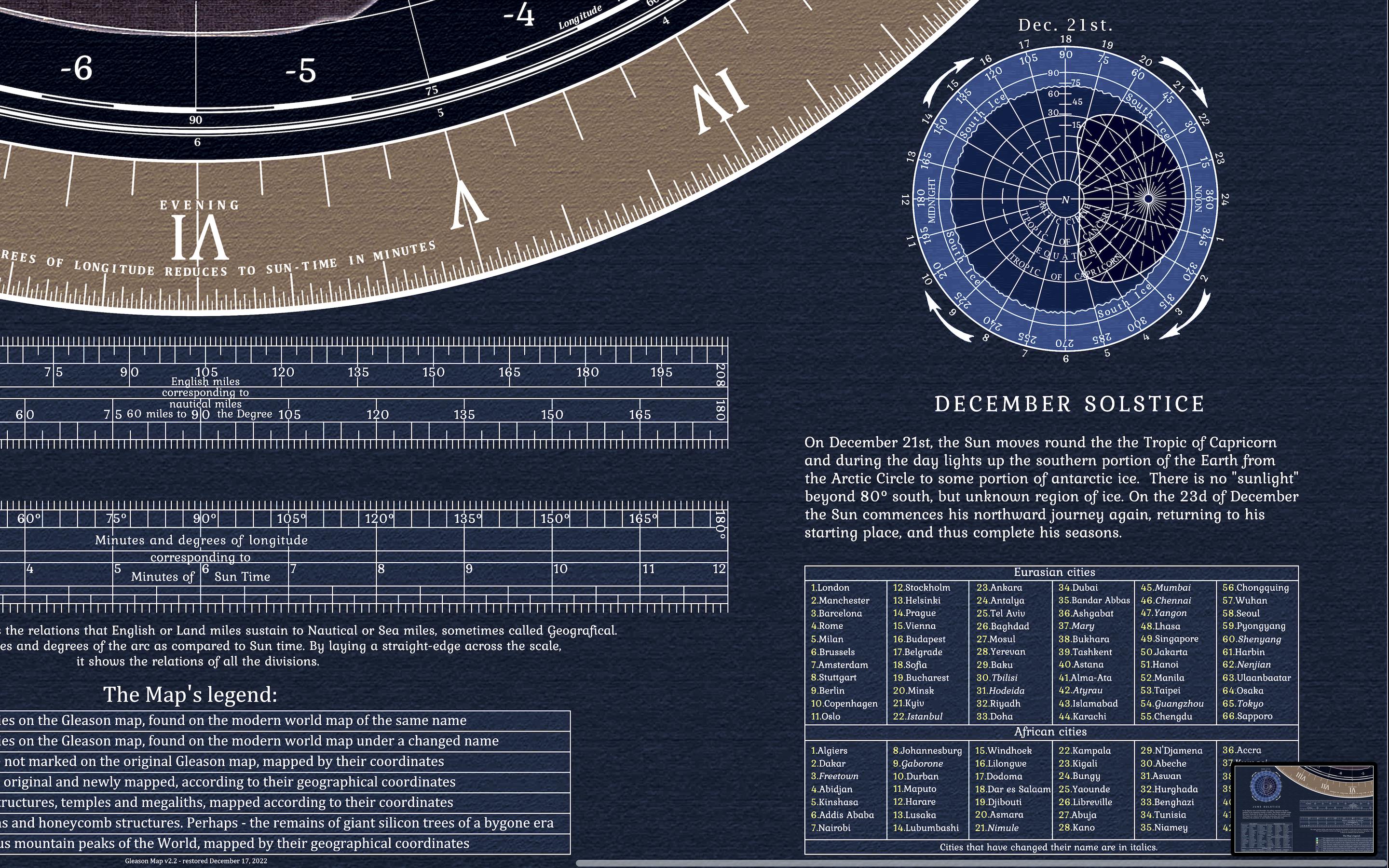 Gleason' Flat Earth Map 2.0 | Marked Structures, Cities (navy Gold Ed ...