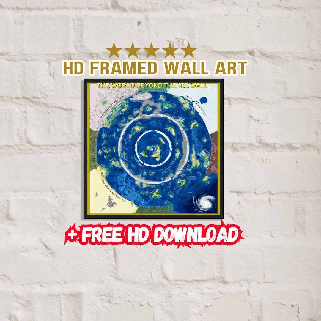 HD the World Beyond the Ice Wall Satellite Flat Earth Map | Premium ...