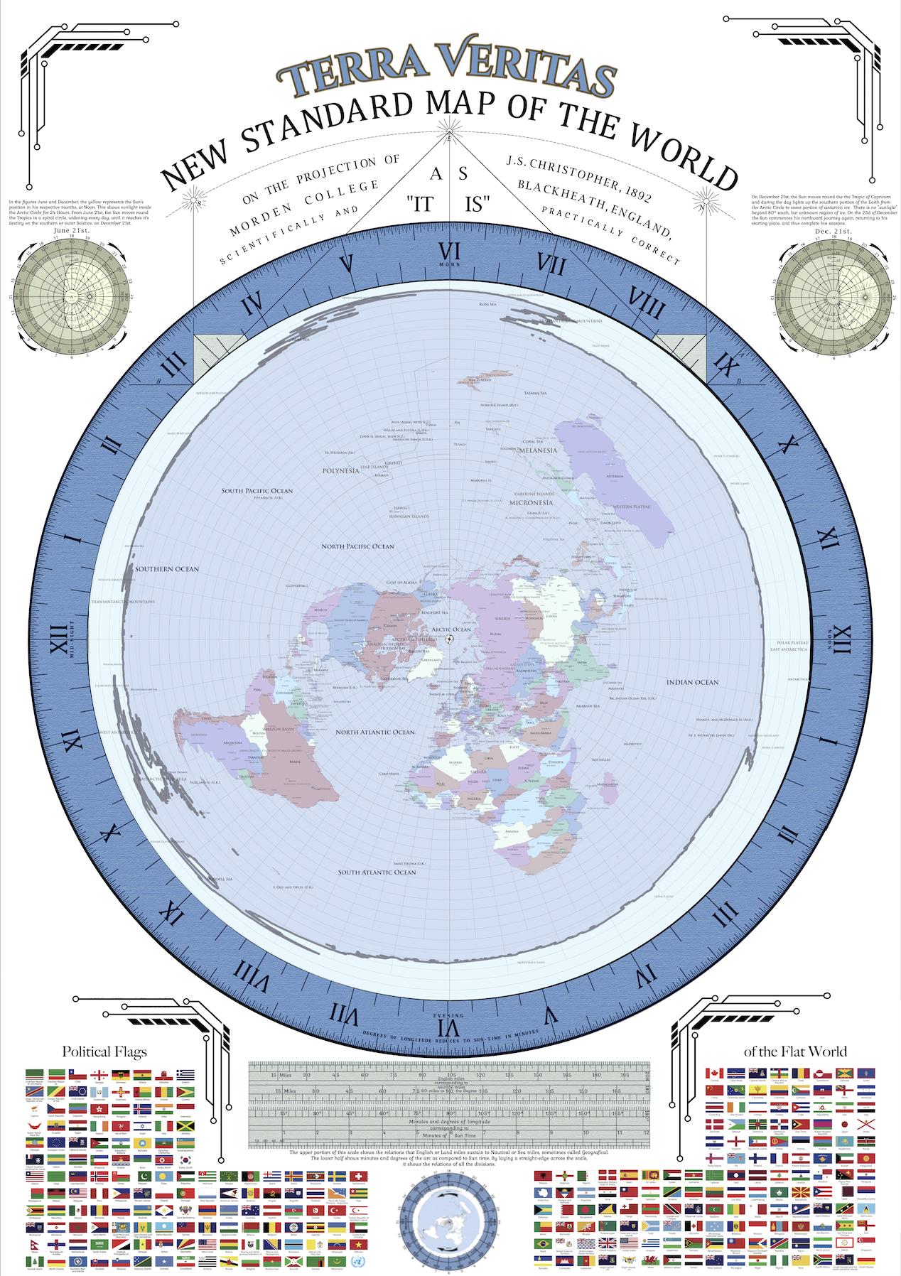 Gleason' Flat Earth Map 3.0 Terra Veritas | 2026 Political Borders ...