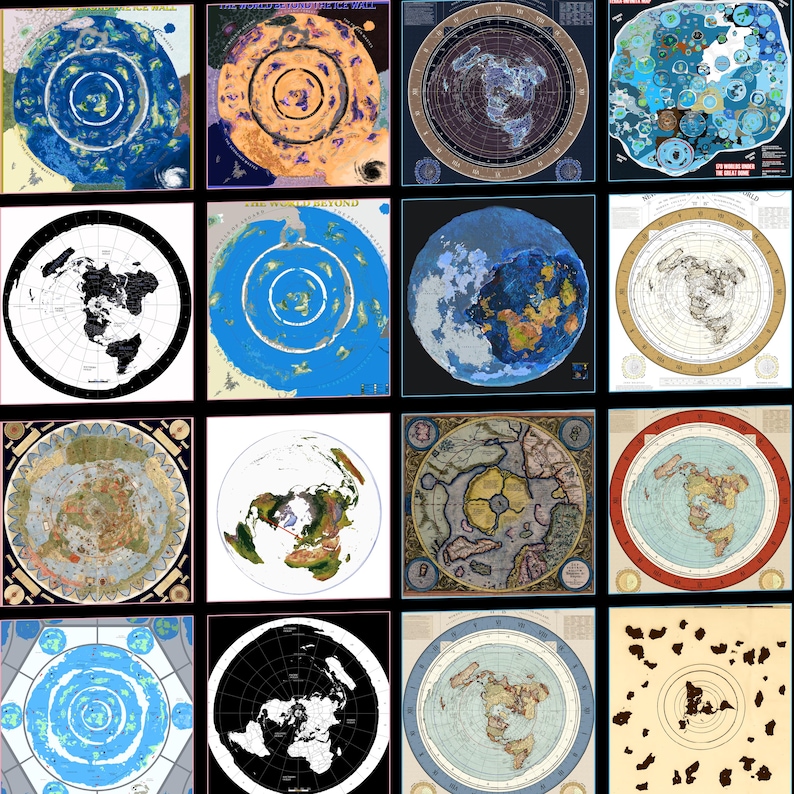 Flat Earth Map Collection - 50+ Unique Designs - Super HD Files - Etsy