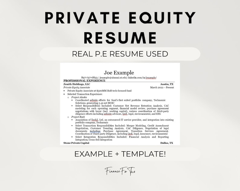 Private Equity Resume Template - Etsy