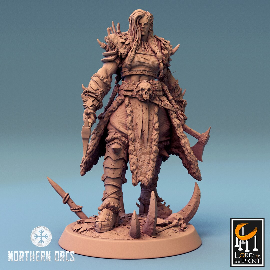 Orc Queen Drakka Northern Orcs Rescale Miniatures Fantasy Dnd RPG ...