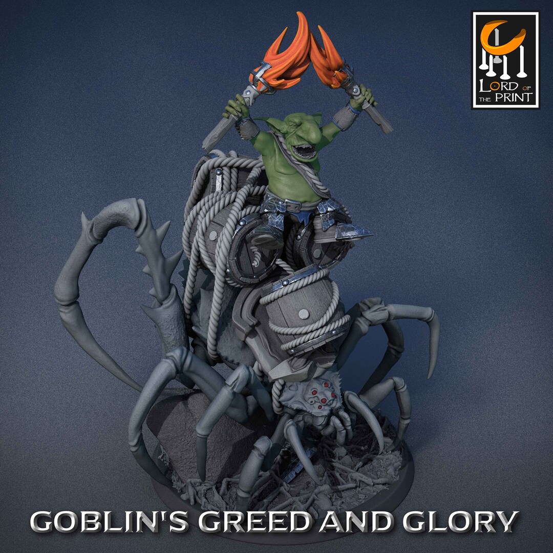 Goblin Spider Riders Pack 3 Goblins Greed and Glory Rescale Miniatures ...