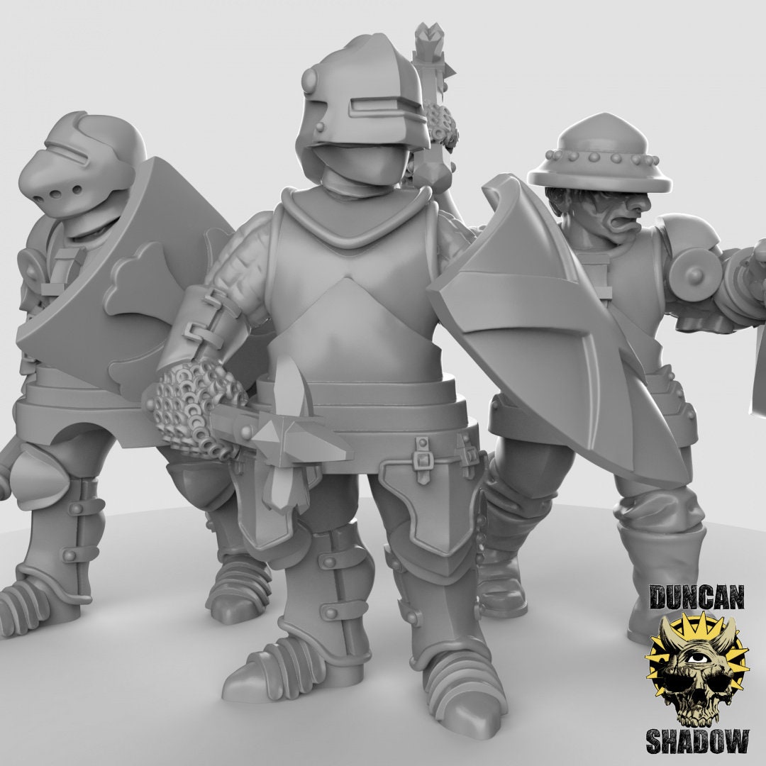 Knights With Hammers and Shields Resin Miniature NPC D&D Dungeons and ...