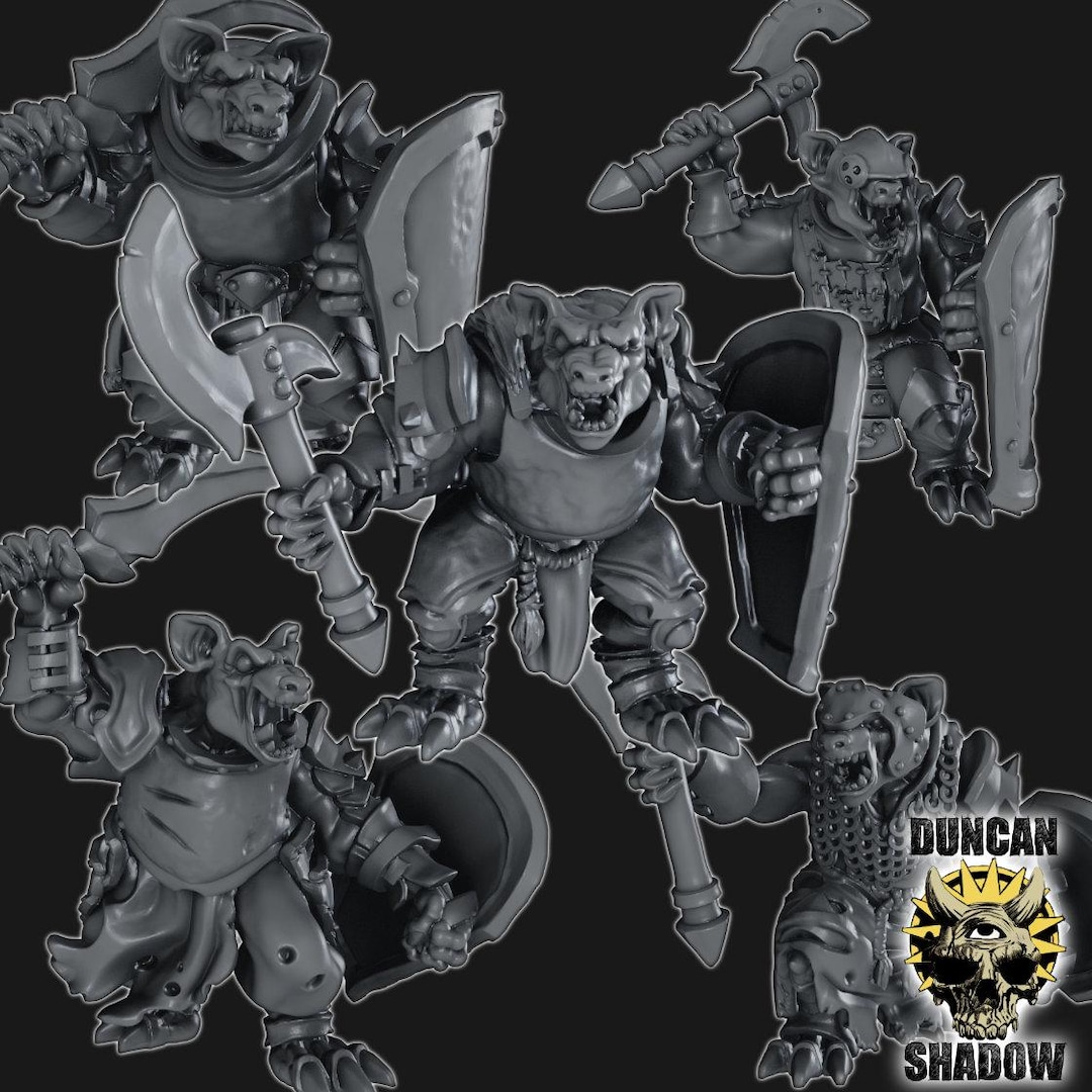 Gnoll Sword and Shields! Minions! Resin Miniature NPC! D&D Dungeons and ...