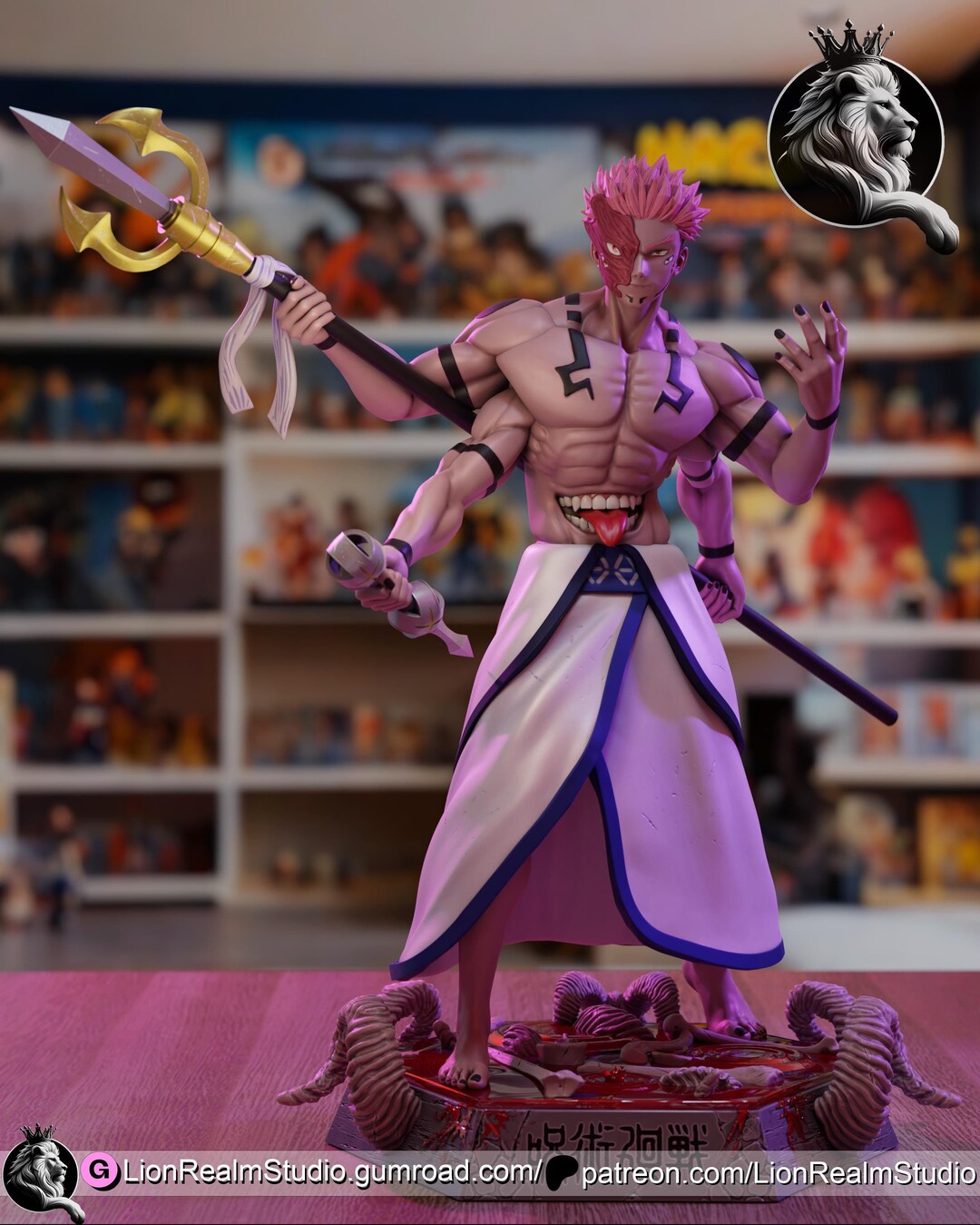 Sukuna King of Curses JJK Beautiful 12K Huge Model Kit Lionrealmstudios ...