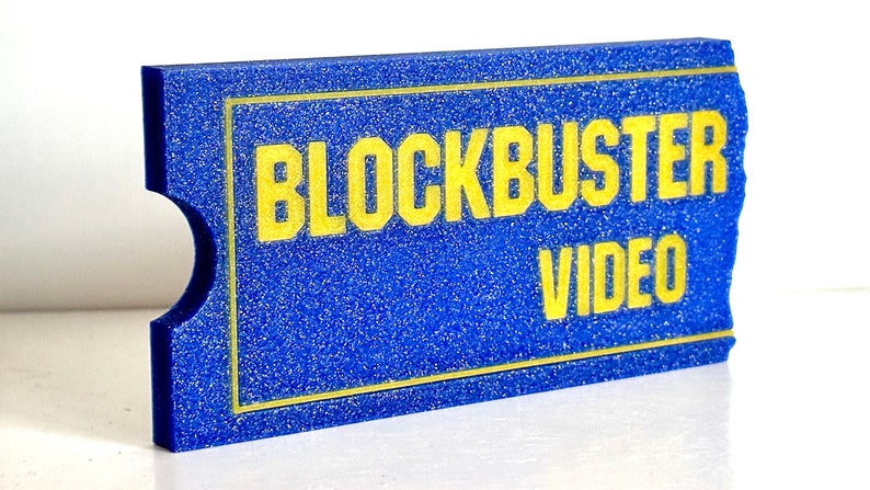 100% SOLID Blockbuster Sign Logo Sparkle Blue - Etsy