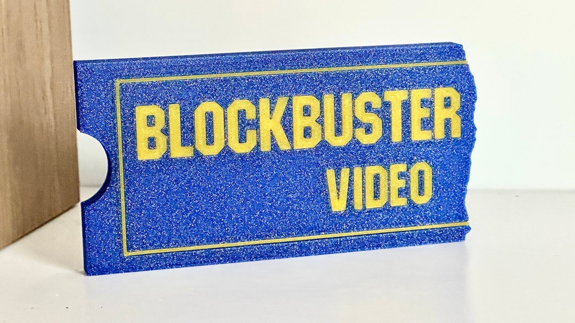 100% SOLID Blockbuster Sign Logo Sparkle Blue - Etsy